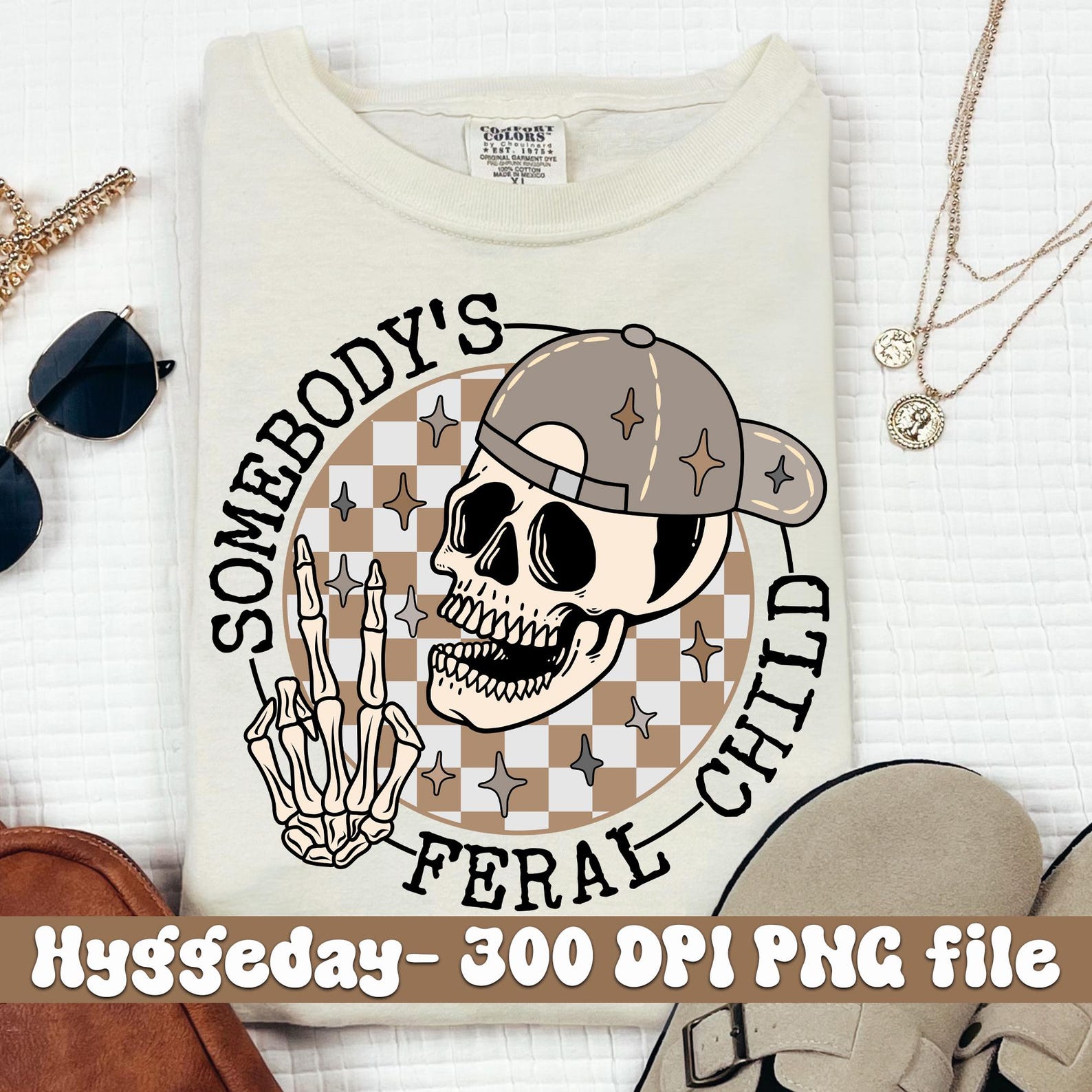 Feral Child Skull PNG: Checkered Ball Cap Design (digital Download) - Etsy