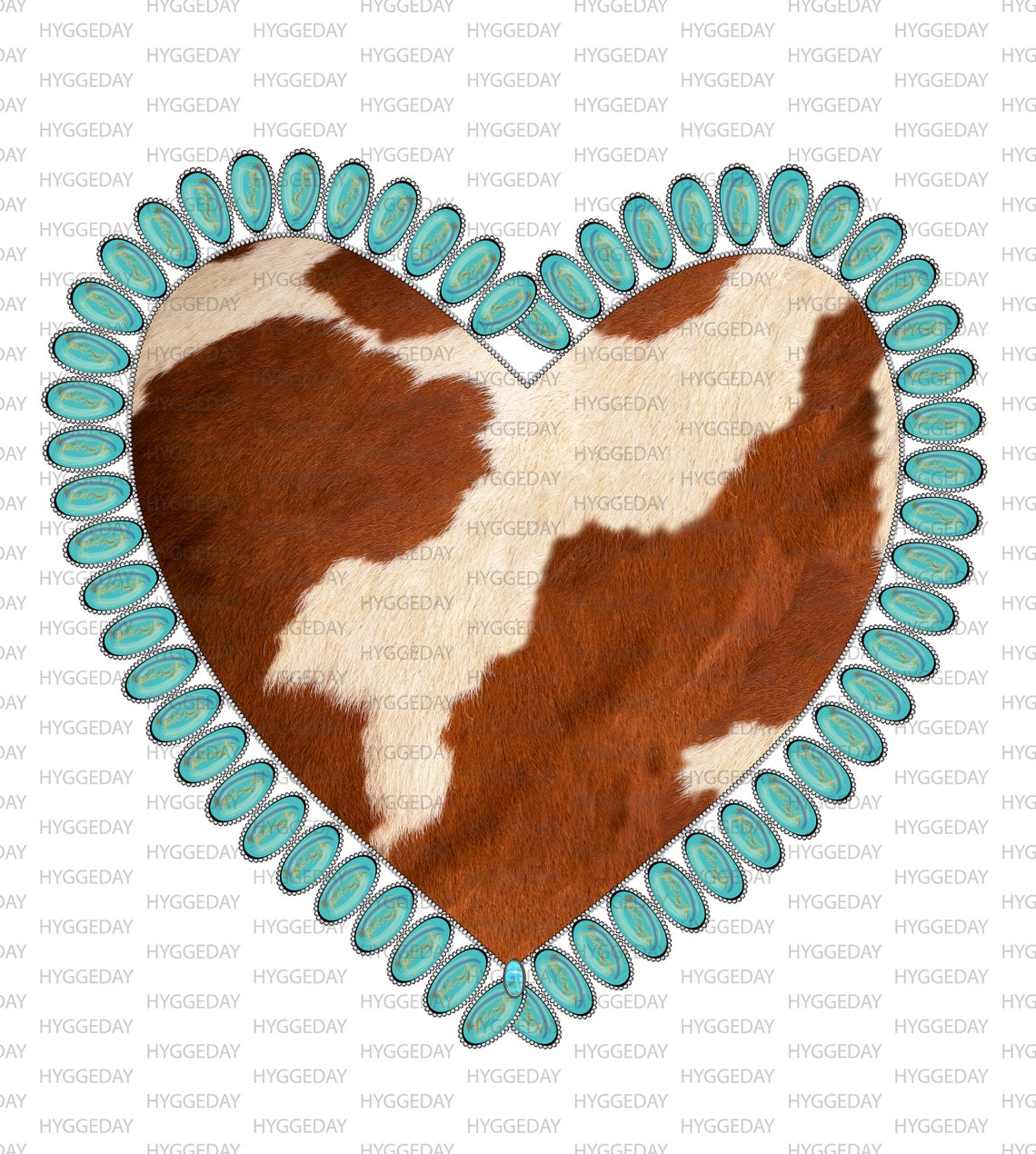 Turquesa vaca impresión corazón corazones PNG Sublimate | Etsy