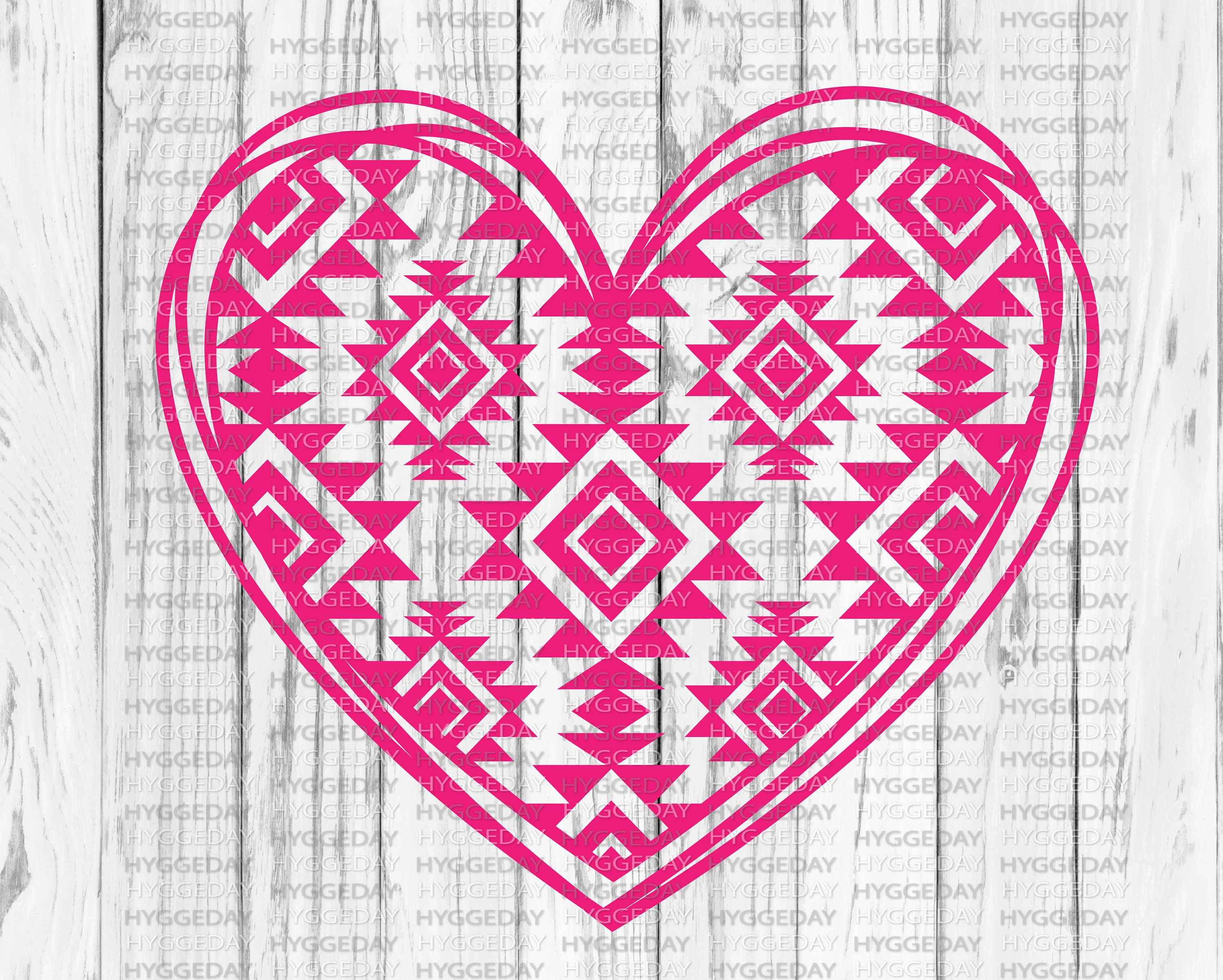 Aztec Heart Svg Dxf Png love valentines day Files for | Etsy