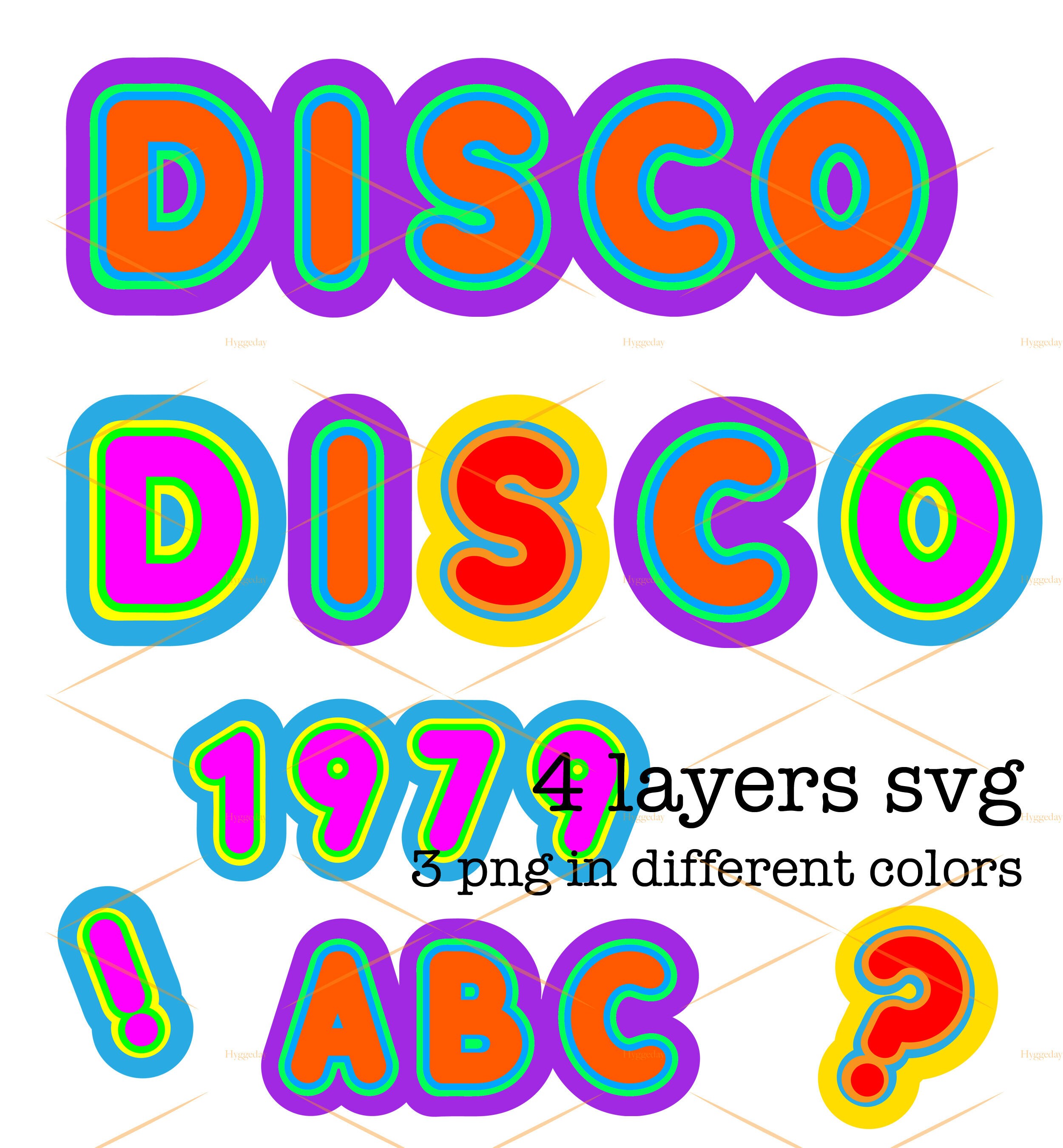 4 Layered Disco Font SVG & PNG 3D Font SVG Retro Letters | Etsy