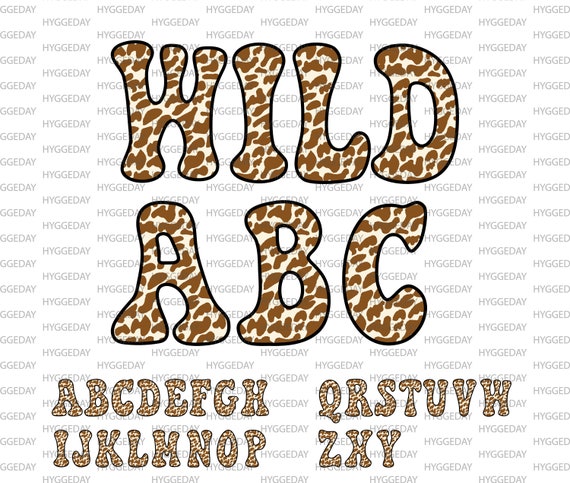 Brown Cow Print Alphabet Letters Sublimate Download retro | Etsy