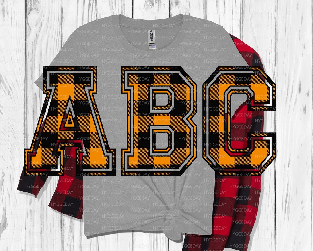 Orange Black Plaid Alphabet PNG, Sublimate Download, Graphics, Buffalo ...