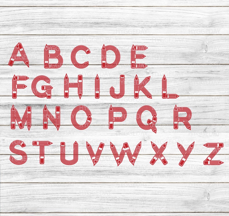 Pencil Letters SVG PNG DXF Pencil Cut File Pencil Alphabet - Etsy