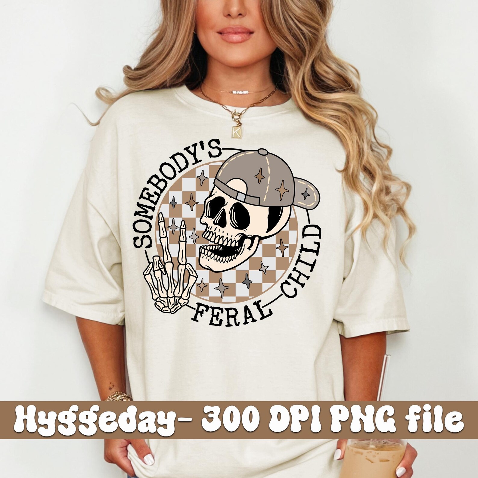 Feral Child Skull PNG: Checkered Ball Cap Design (digital Download) - Etsy