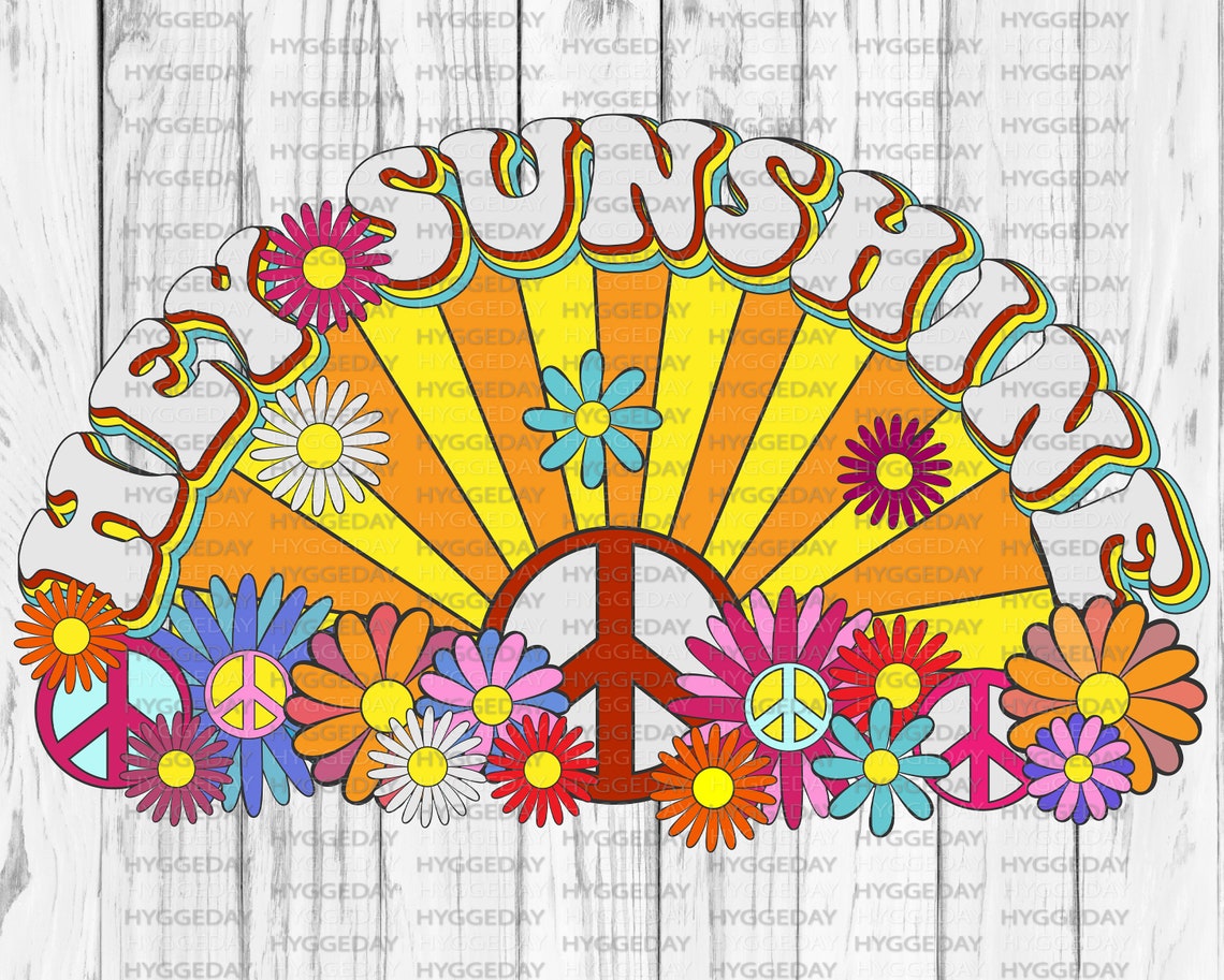 Hey sunshine PNG Sublimation hippie summer retro vintage | Etsy