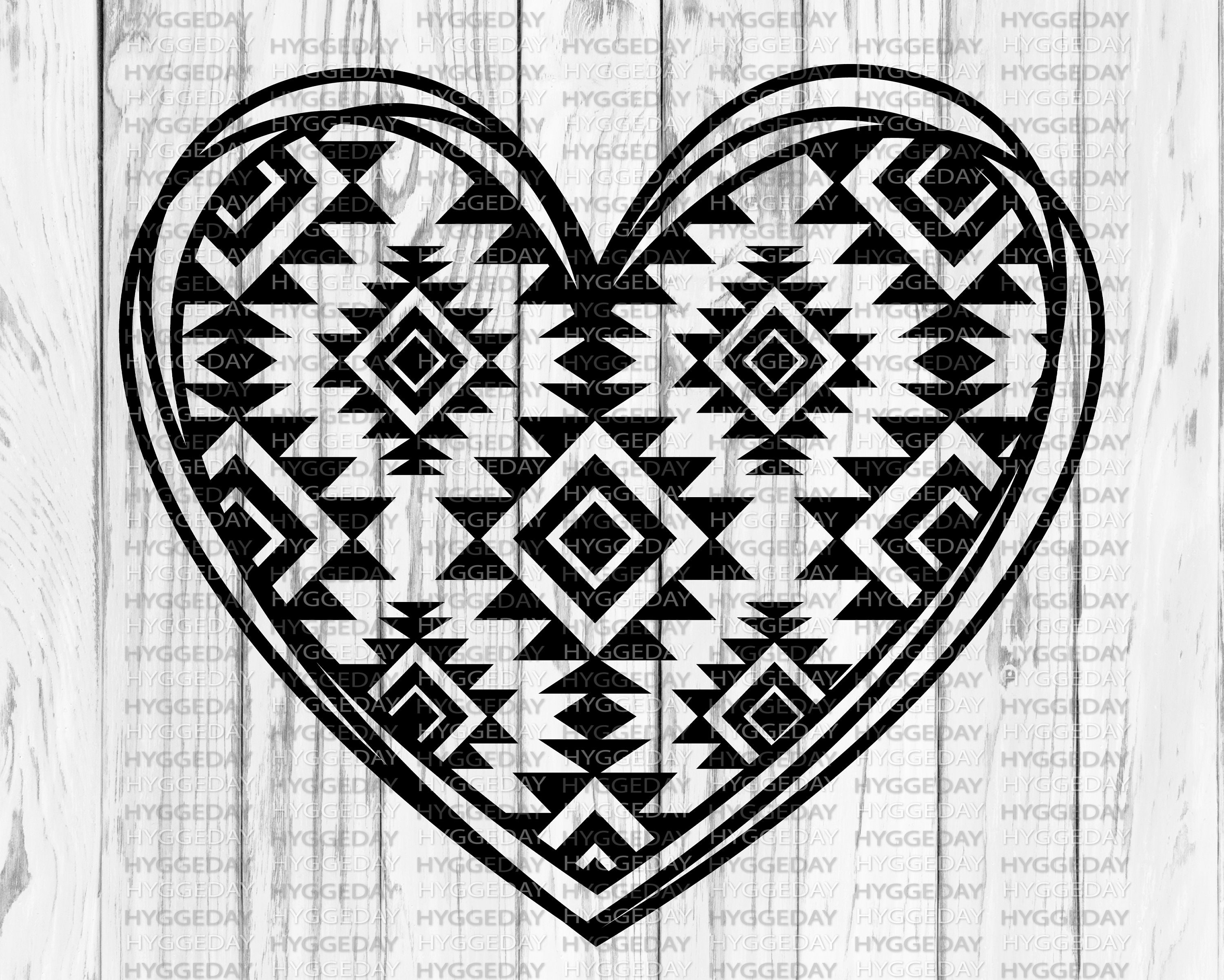 Aztec Heart Svg Dxf Png love valentines day Files for | Etsy