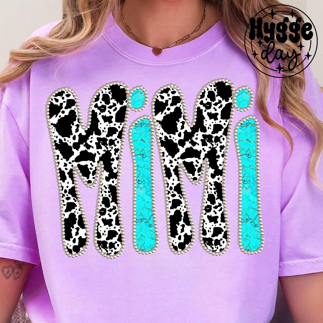 Mimi Cow Print PNG: Turquoise Western Shirt Design (digital Download ...
