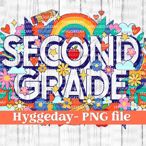 Back to School Second Grade Clipart PNG File for | Etsy