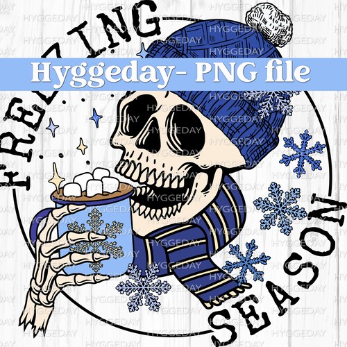 Freezing Season Png Skull Skellie Winter Cocoa Snow - Etsy