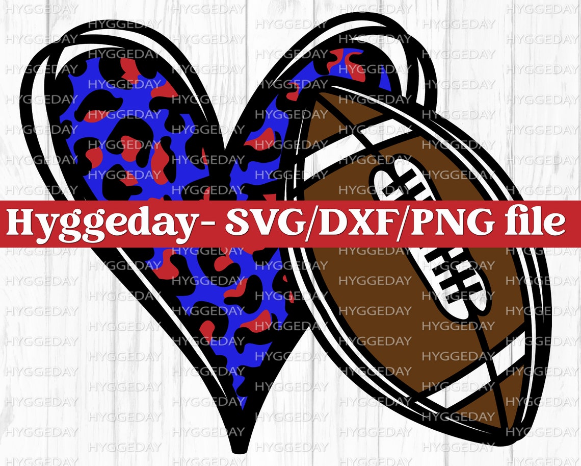Football With Heart SVG DXF PNG School Team Spirit Red - Etsy
