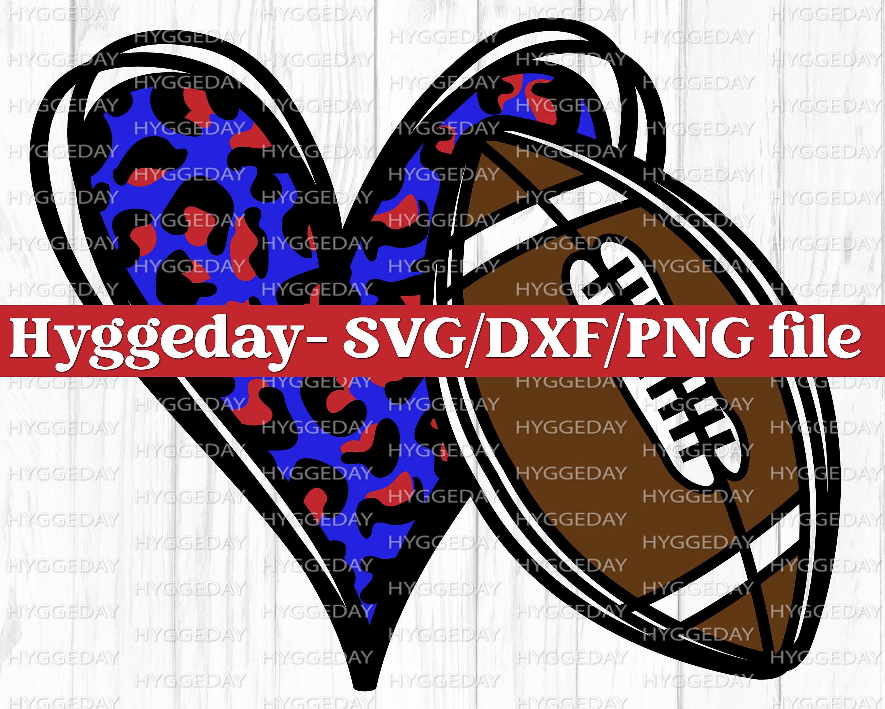 Football With Heart SVG DXF PNG School Team Spirit Red - Etsy