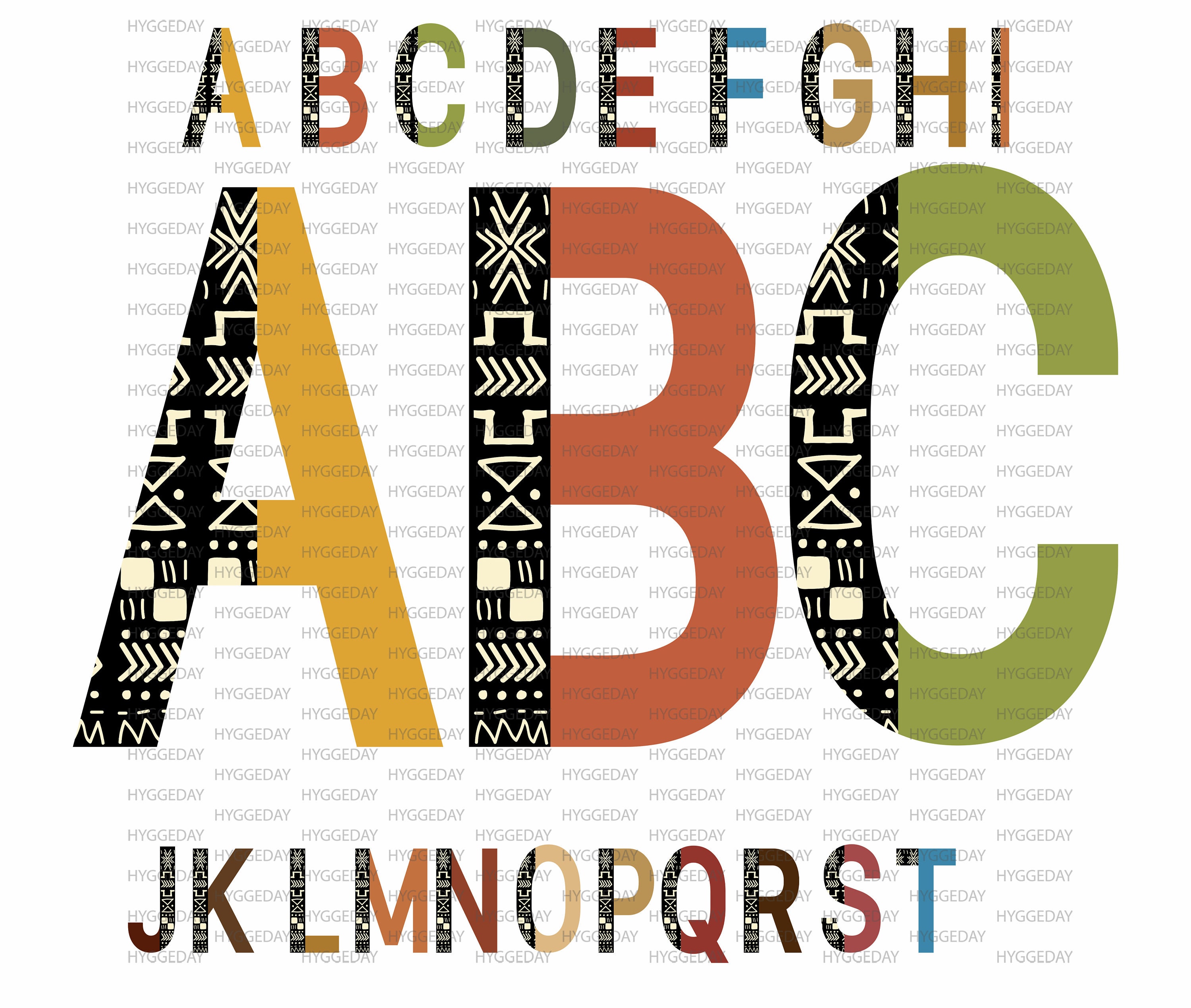 Multi Color Mud Cloth Stripe Alphabet Letters Sublimate | Etsy