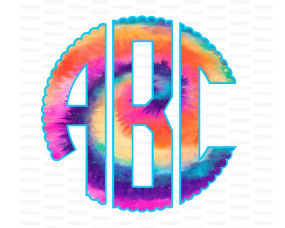 Tie Dye Monogram Letras Png Letras de neón Verano Paquete | Etsy