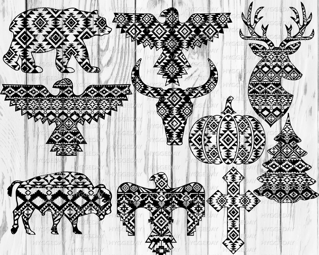 Aztec Bundle Svg Dxf Png, Thunderbird, Bear, Pumpkin, Fall, Bull ...