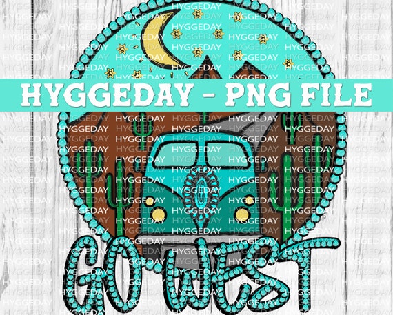 Go West PNG Sublimate Download Van Hippie Cactus Desert | Etsy