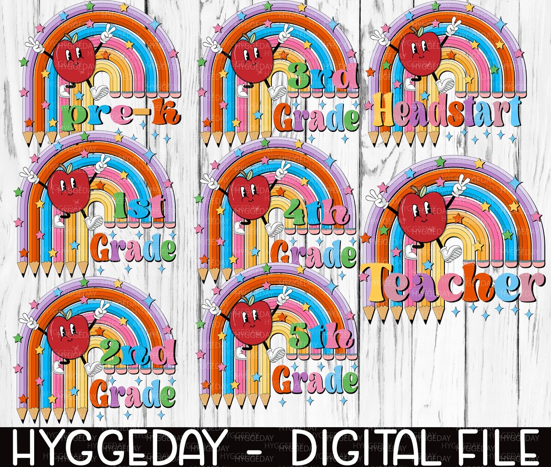 Back to School Bundle Png, 8 Files, Sublimation Download, Grade ...