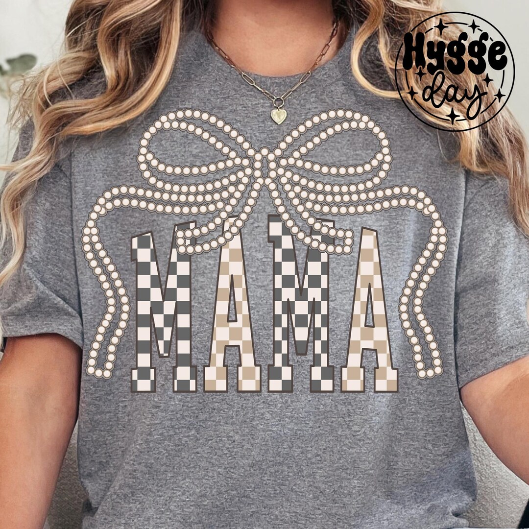 Bow Mama PNG: Checkered Varsity Design (digital Download) - Etsy