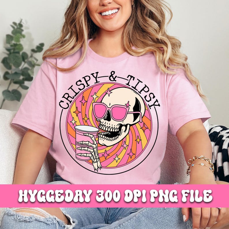 Crispy & Tipsy Skeleton Skull PNG: Summer Girl's Trip (digital Download ...