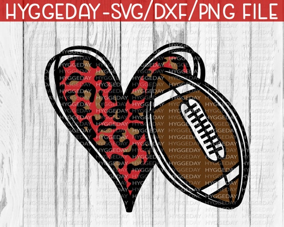 Football with Heart SVG DXF PNG game day school team | Etsy