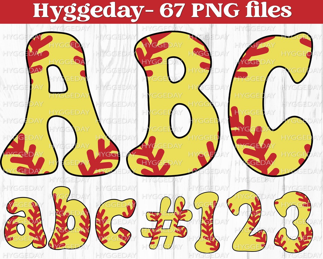 Softball Alphabet Letters PNG, Digital Design Sublimation, Sublimate ...