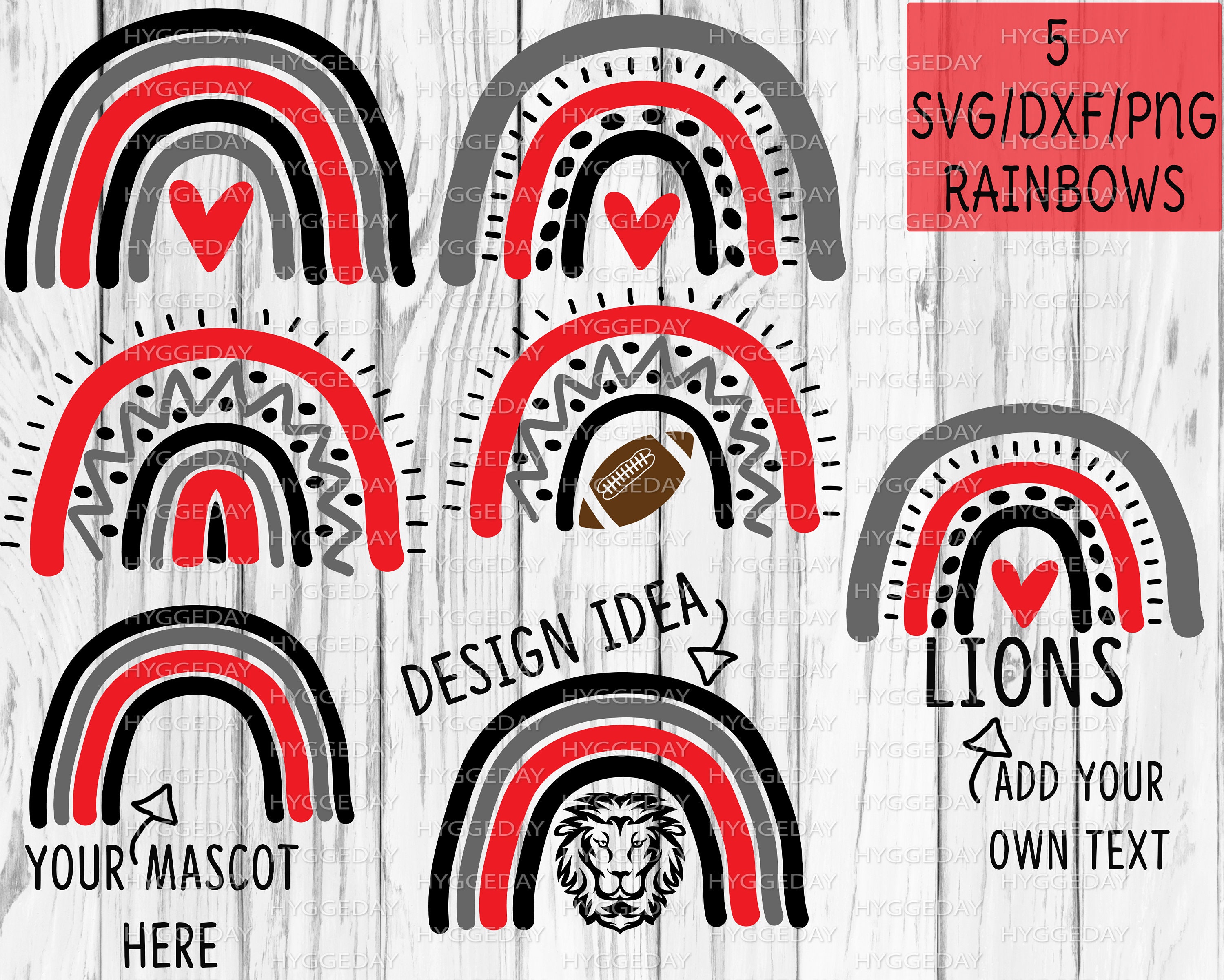 School Spirit Rainbows SVG DXF PNG Team Color Game Day - Etsy Australia