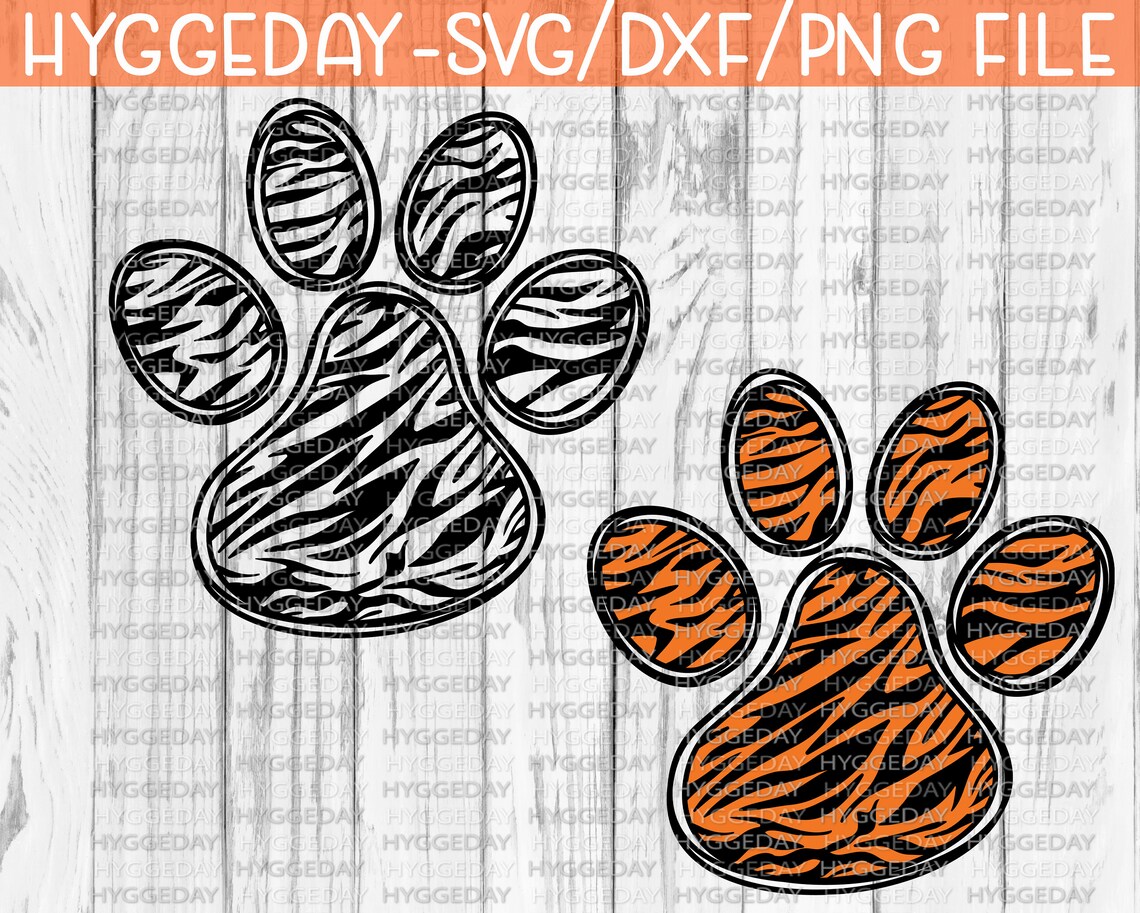 Tiger Stripes Paw Print Svg Dxf Png Game Day Team Spirit | Etsy
