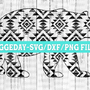 Aztec Bear Svg Dxf Png, Boho, Tribal, Pattern, Country, Americana ...