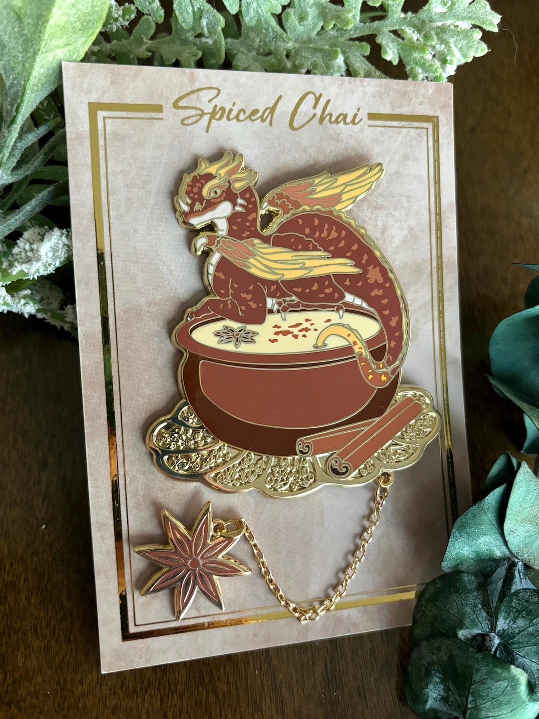 Spiced Chai Dragon Enamel Pin Set - Fantasy Art Pin for Tea Lovers ...