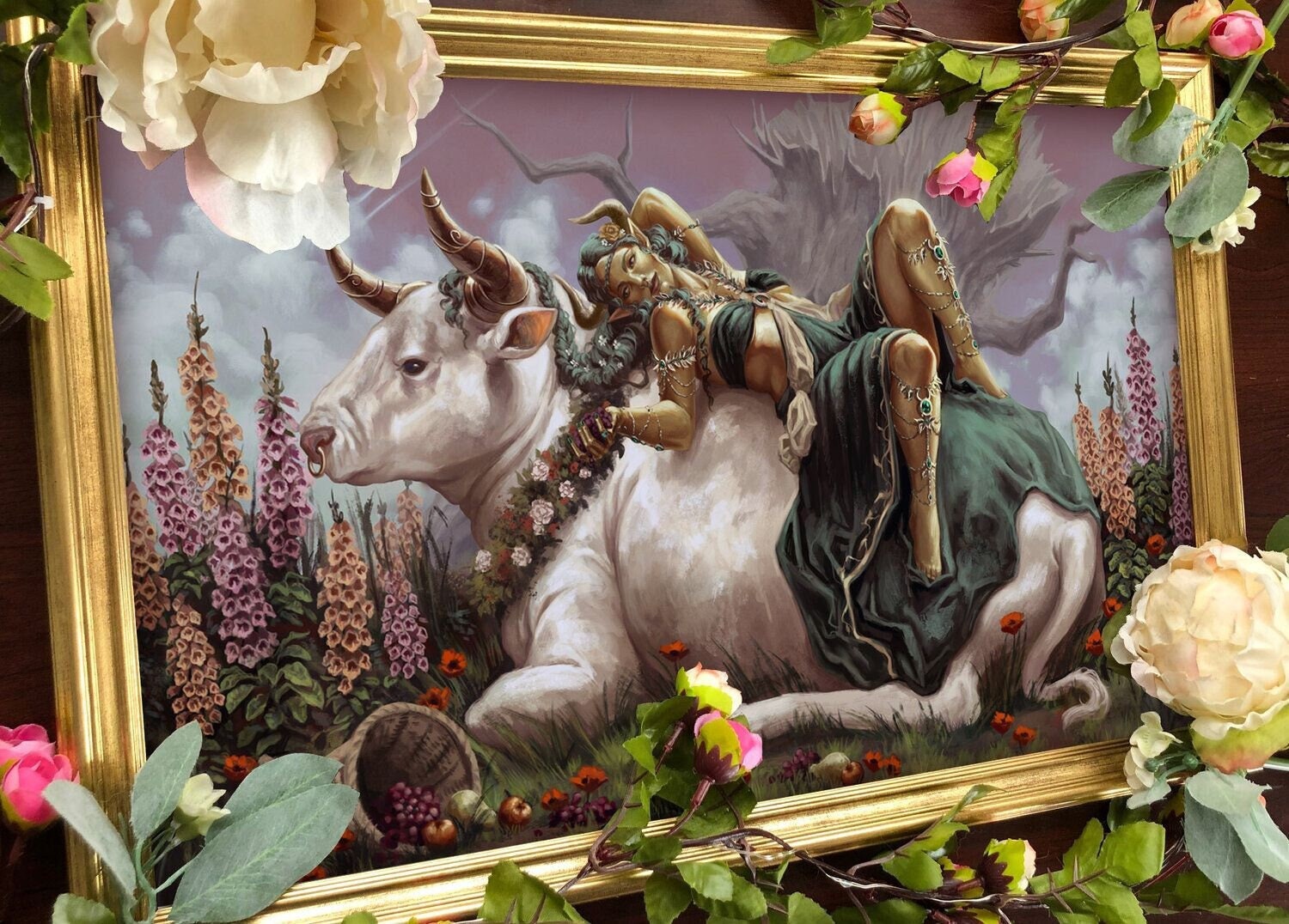 Fae of Taurus Art Print - Fae Decor, Green Fantasy Fairycore Aesthetic ...