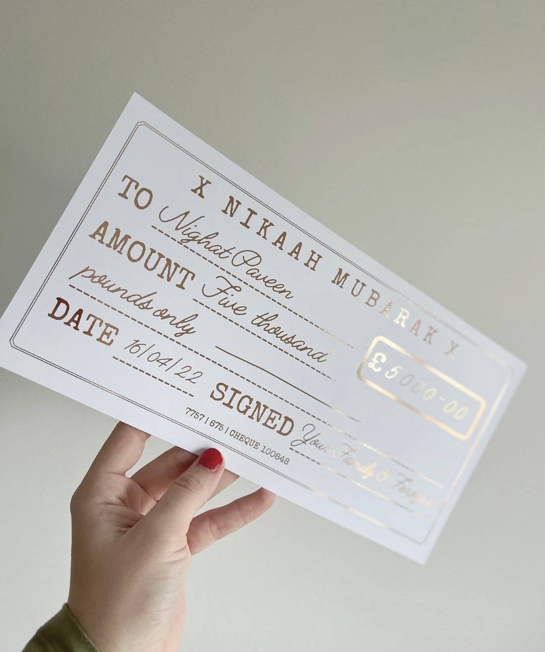 EXTRA LARGE Big Foil Fake Cheque Money Birthday Anniversary Voucher ...