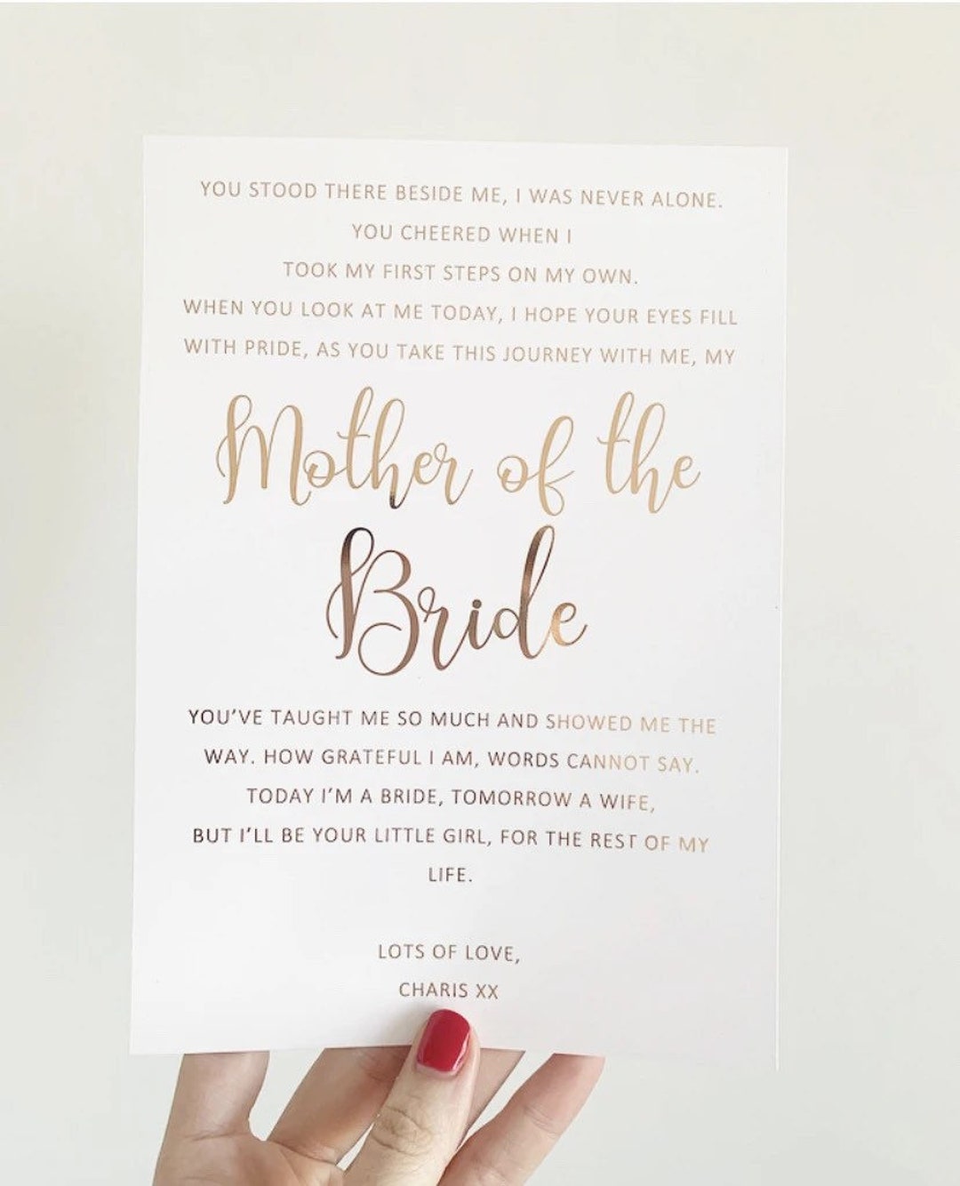 Mother of the Bride Gift Print Wedding Keepsake Gold Rose Gold - Etsy