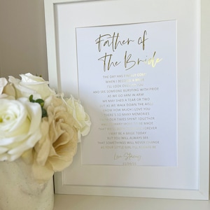 Father of the Bride Gift Print Wedding Keepsake Gold Rose Gold Perfect ...