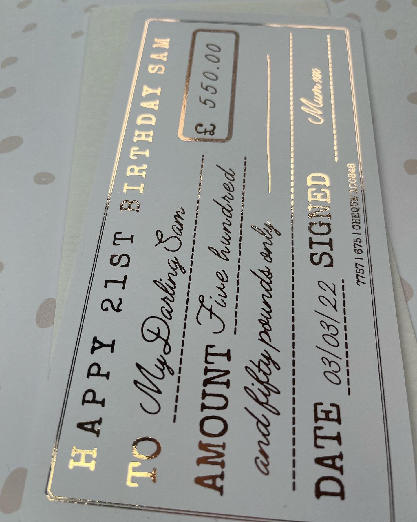 Gorgeous Foil Fake Cheque Money Birthday Anniversary Voucher - Etsy UK