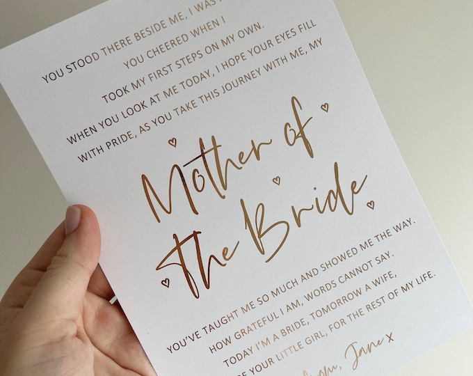 Mother of the Bride Poem | Wedding Print for Mother of Bride | Wedding ...