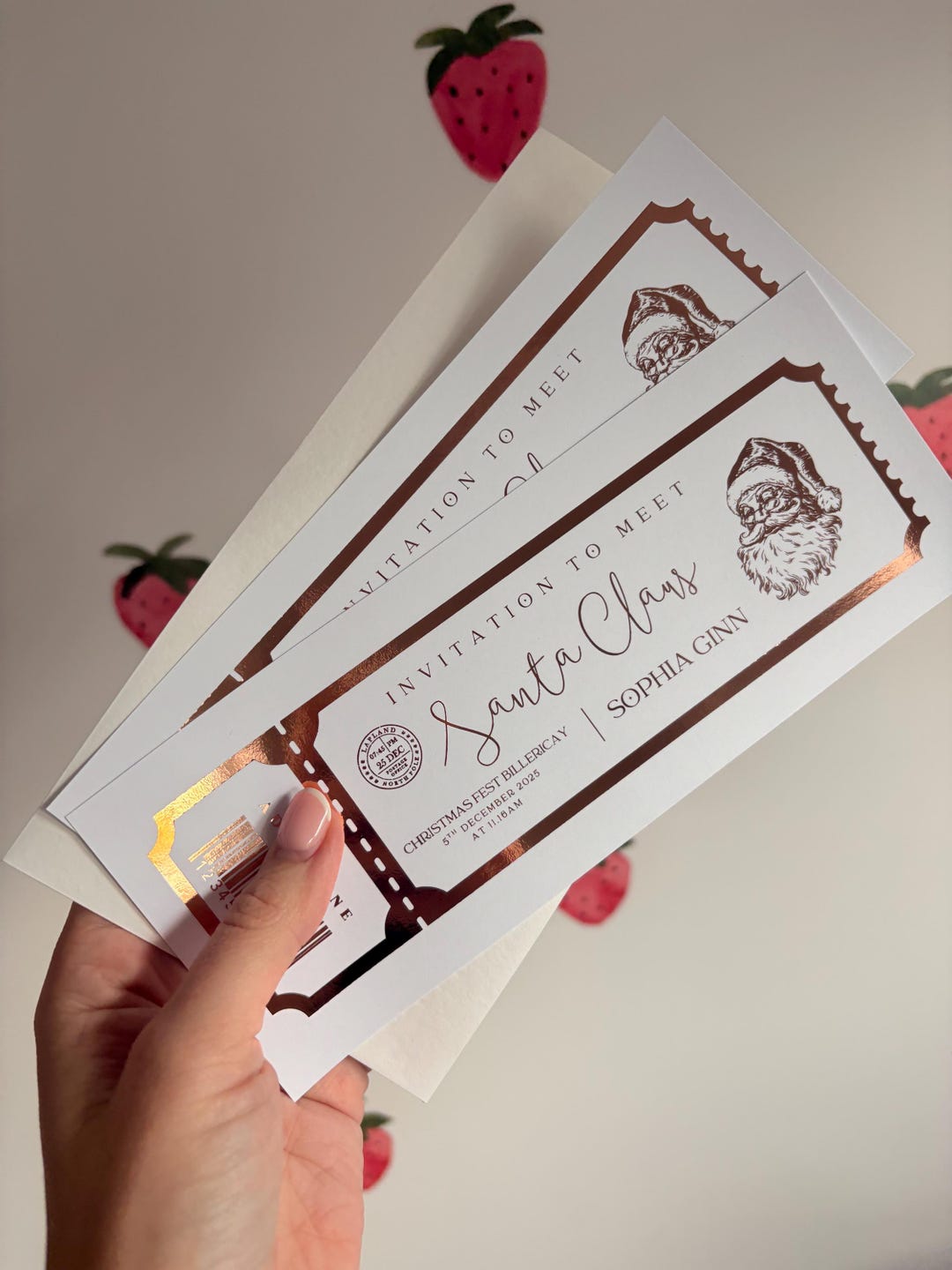 Gorgeous Foil Invitation to See Santa Claus | Personalised Ticket ...