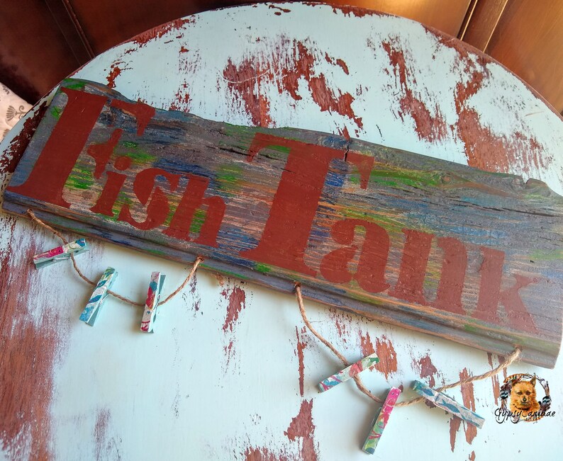 Fish Tank Sign / Recycled Wood Sign / Fish Keeper Decor / - Etsy