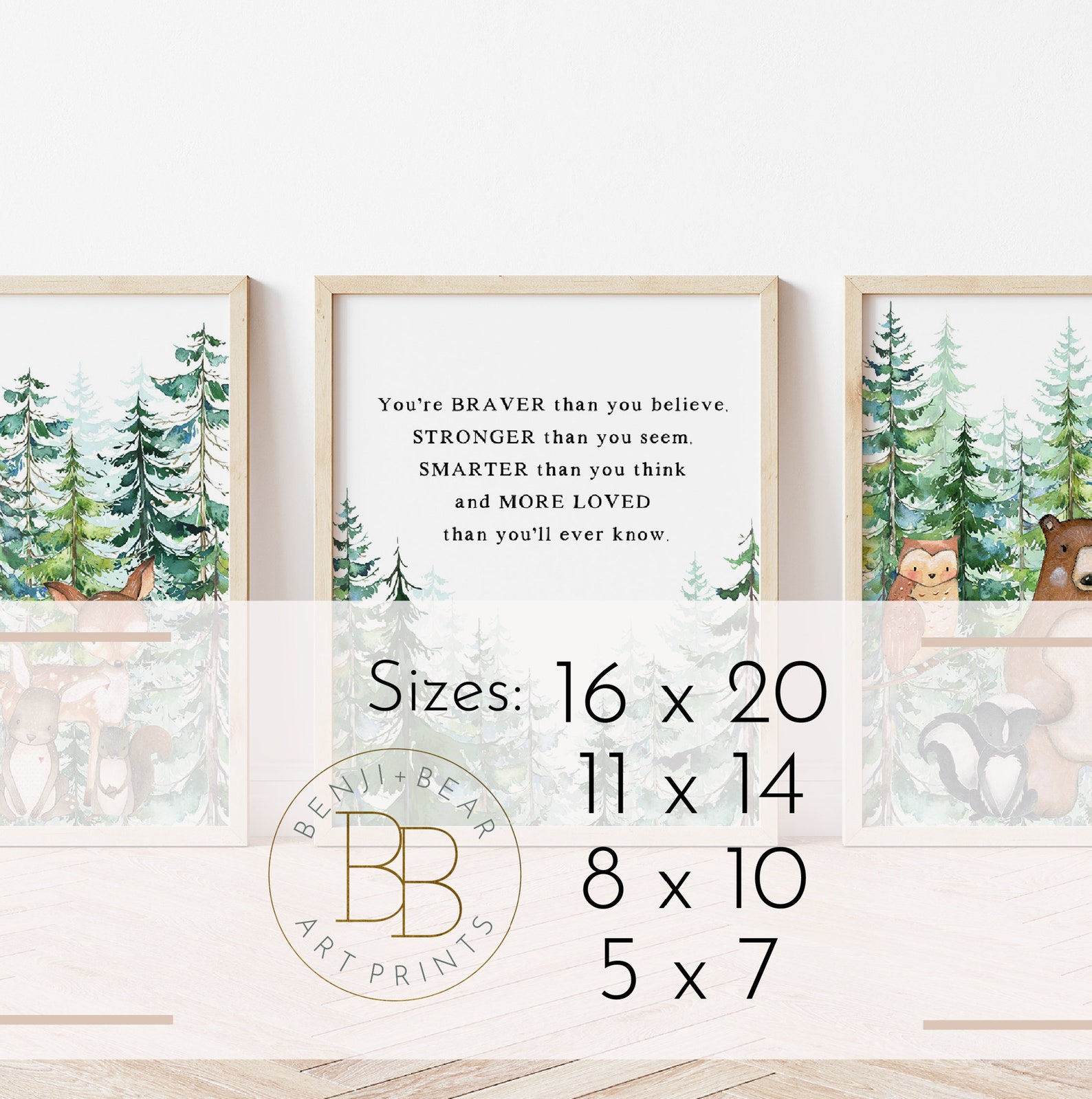 Woodland Nursery Prints Inspirational Wall Art Woodland - Etsy