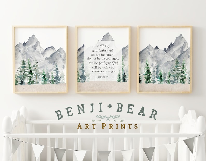 Joshua 1:9 Scripture Wall Art Bible Verse Prints Boy - Etsy