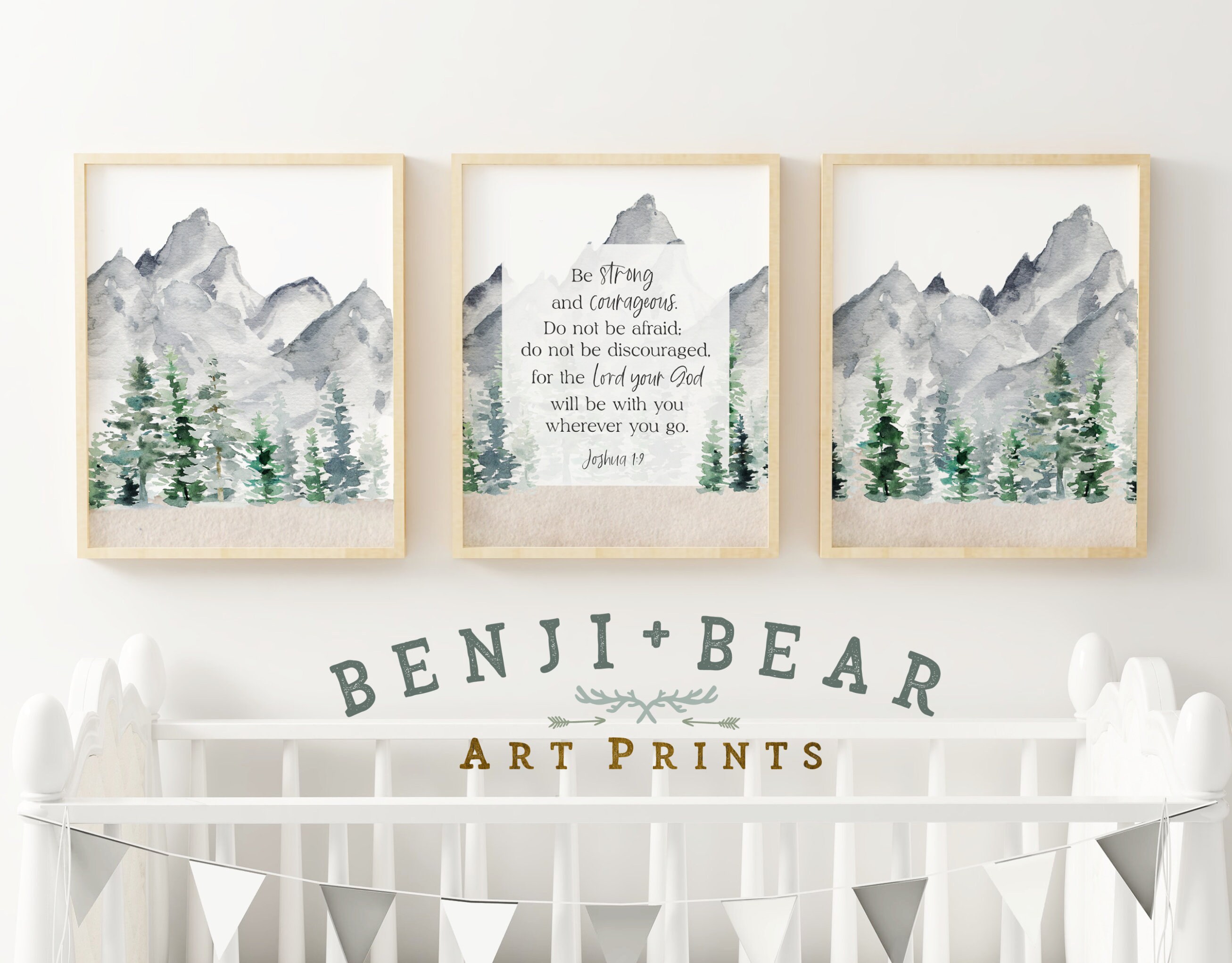 Joshua 1:9 Scripture Wall Art Bible Verse Prints Boy | Etsy