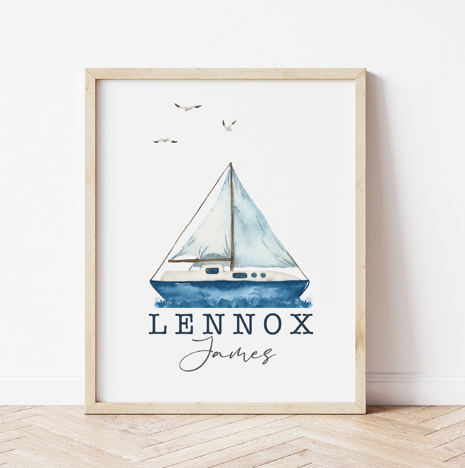 Baby Name Wall Art Sail Boat Art Print Ocean Nursery Art - Etsy