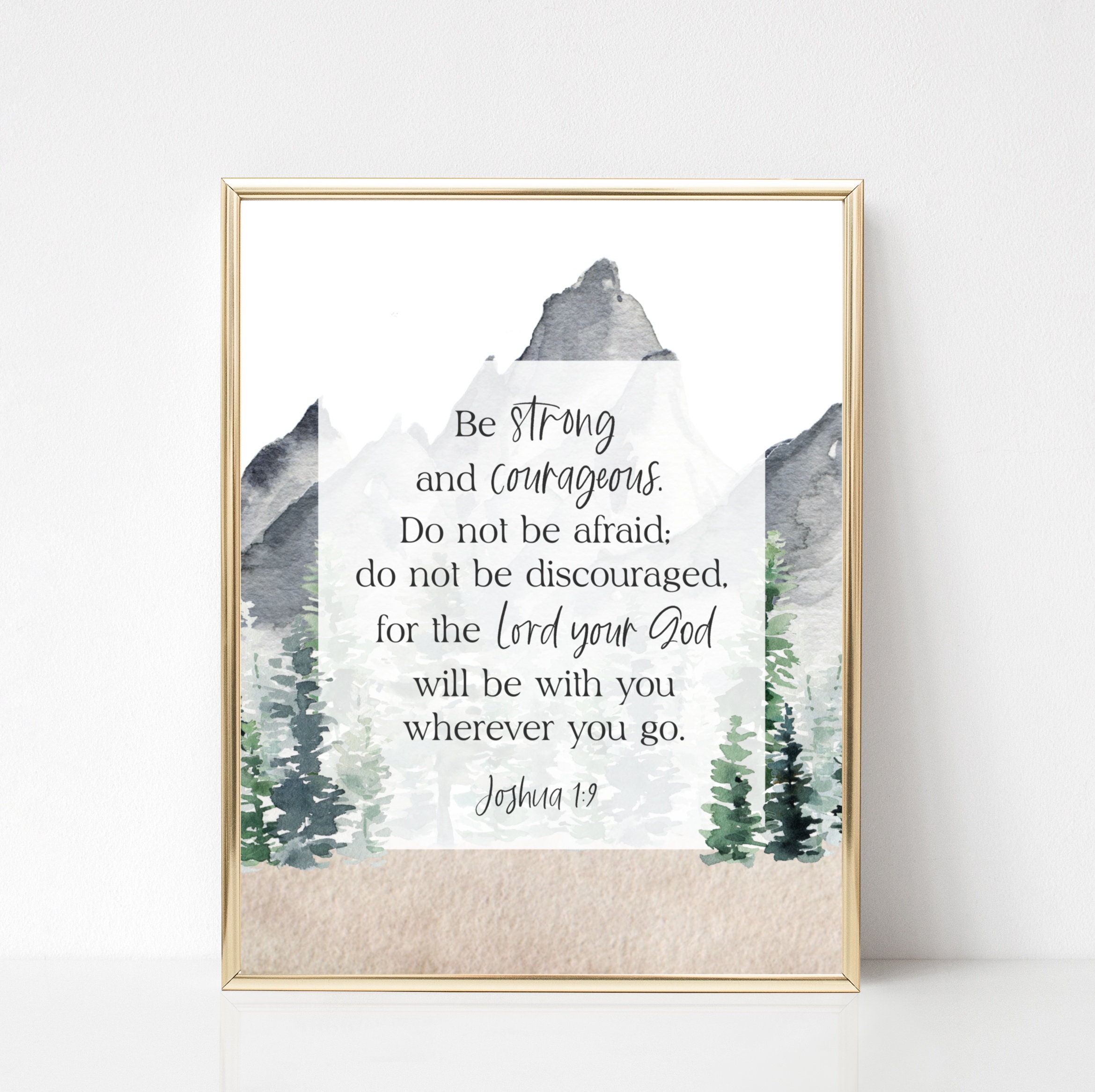 Joshua 1:9 Scripture Wall Art Bible Verse Prints Boy - Etsy