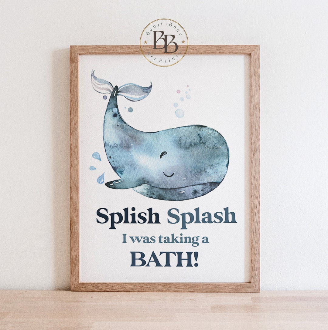 Ocean Print Bathroom Sign Kids Bathroom Decor Bath Decor - Etsy