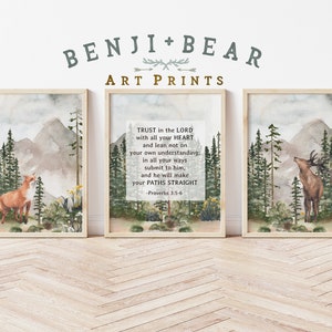 Bible Verse Art Prints, Woodland Nursery Prints, Scripture Wall Art ...