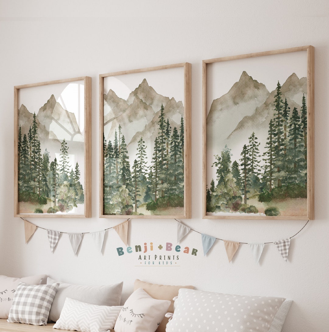 Forest Nursery Art Print. Woodland Nursery Wall Art, Mountain Wall Art ...