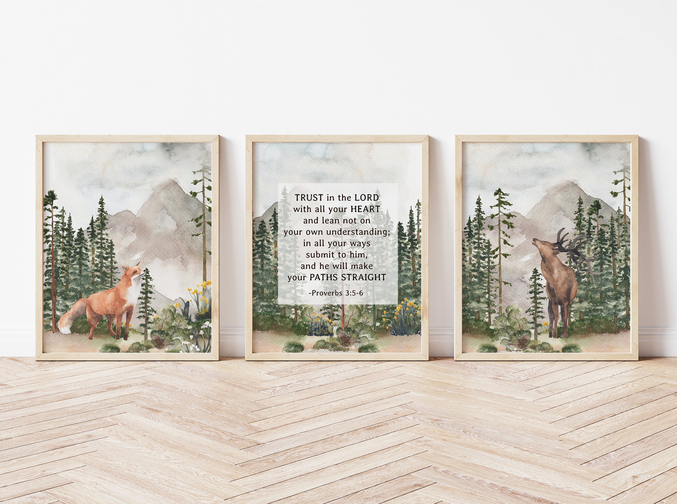 Bible Verse Art Prints Woodland Nursery Prints Scripture | Etsy