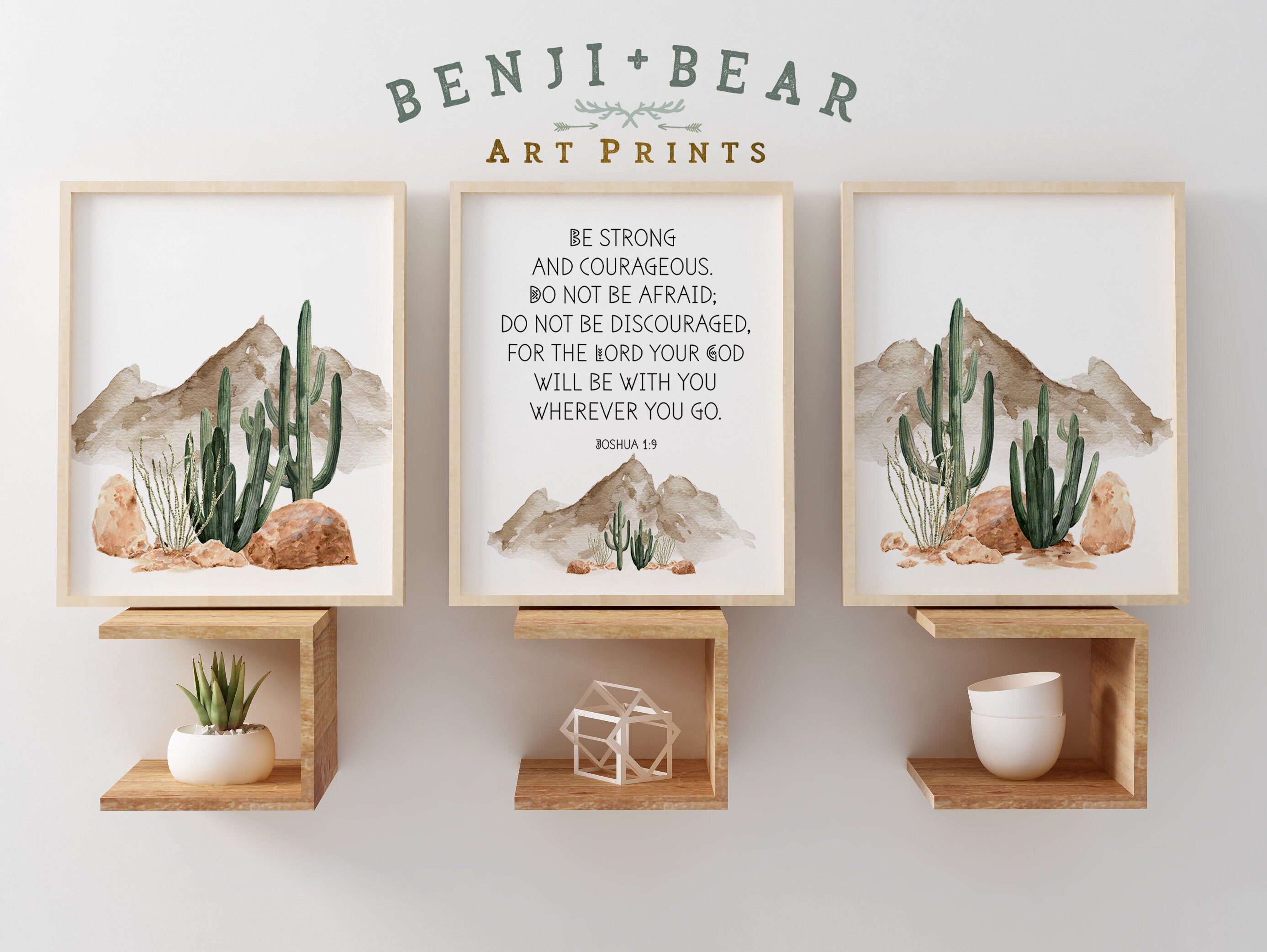 Cactus Nursery Decor Joshua 1:9 Bible Verse Print Southwest | Etsy