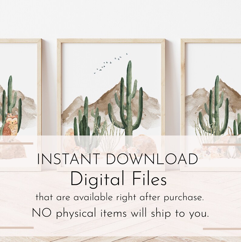 Southwest Boho Nursery Prints Cactus Wall Art Boho Nursery | Etsy