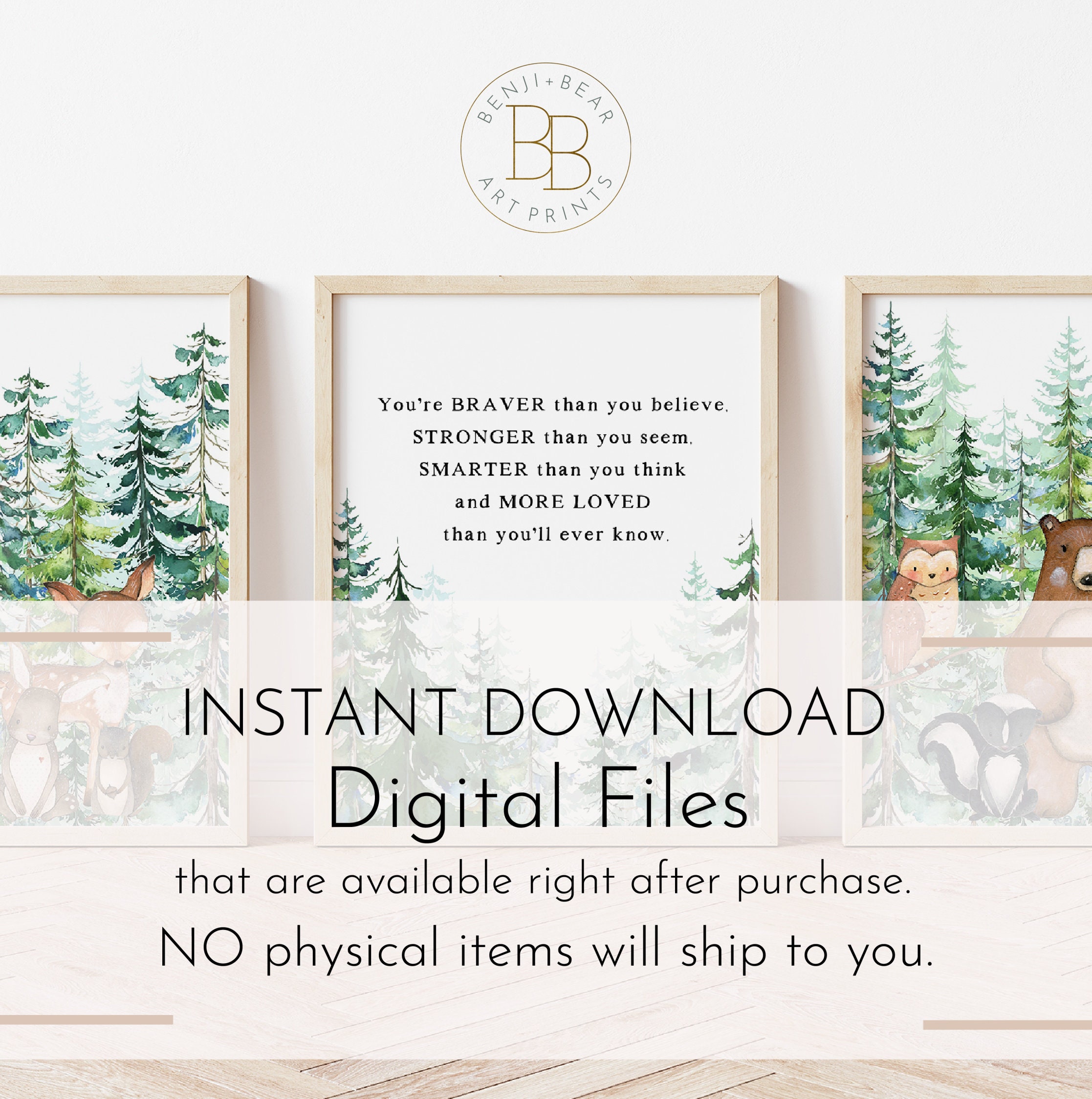 Woodland Nursery Prints Inspirational Wall Art Woodland - Etsy