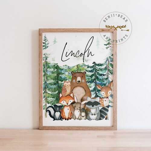 Personalized Woodland Animal Baby Name Custom Swaddle Gift - Etsy