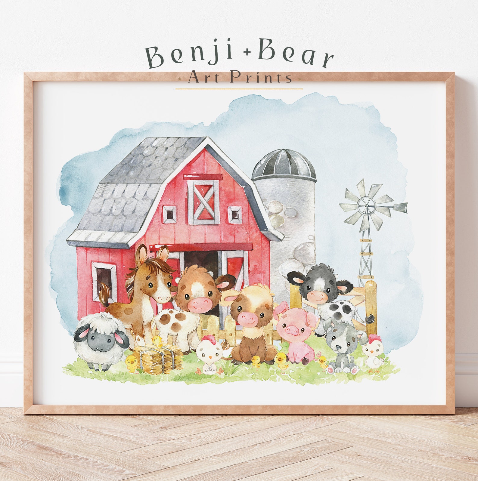 Barn Art Print Cow Art Print Baby Farm Animal Wall Art Farm - Etsy